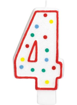 Giant Glitter Red Outline Number 4 Birthday Candle 2 1/2in x 5in ...