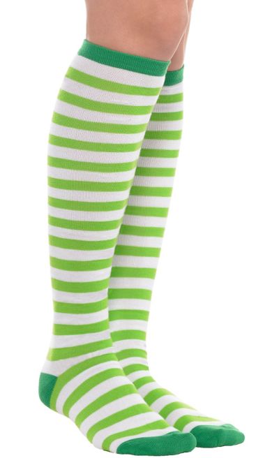 Green and White Striped Knee-High Socks - Party City