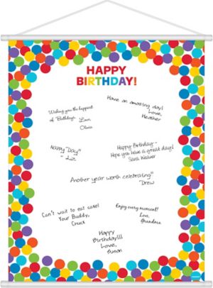 Rainbow Birthday Sign-In Sheet 19in x 24in - Party City